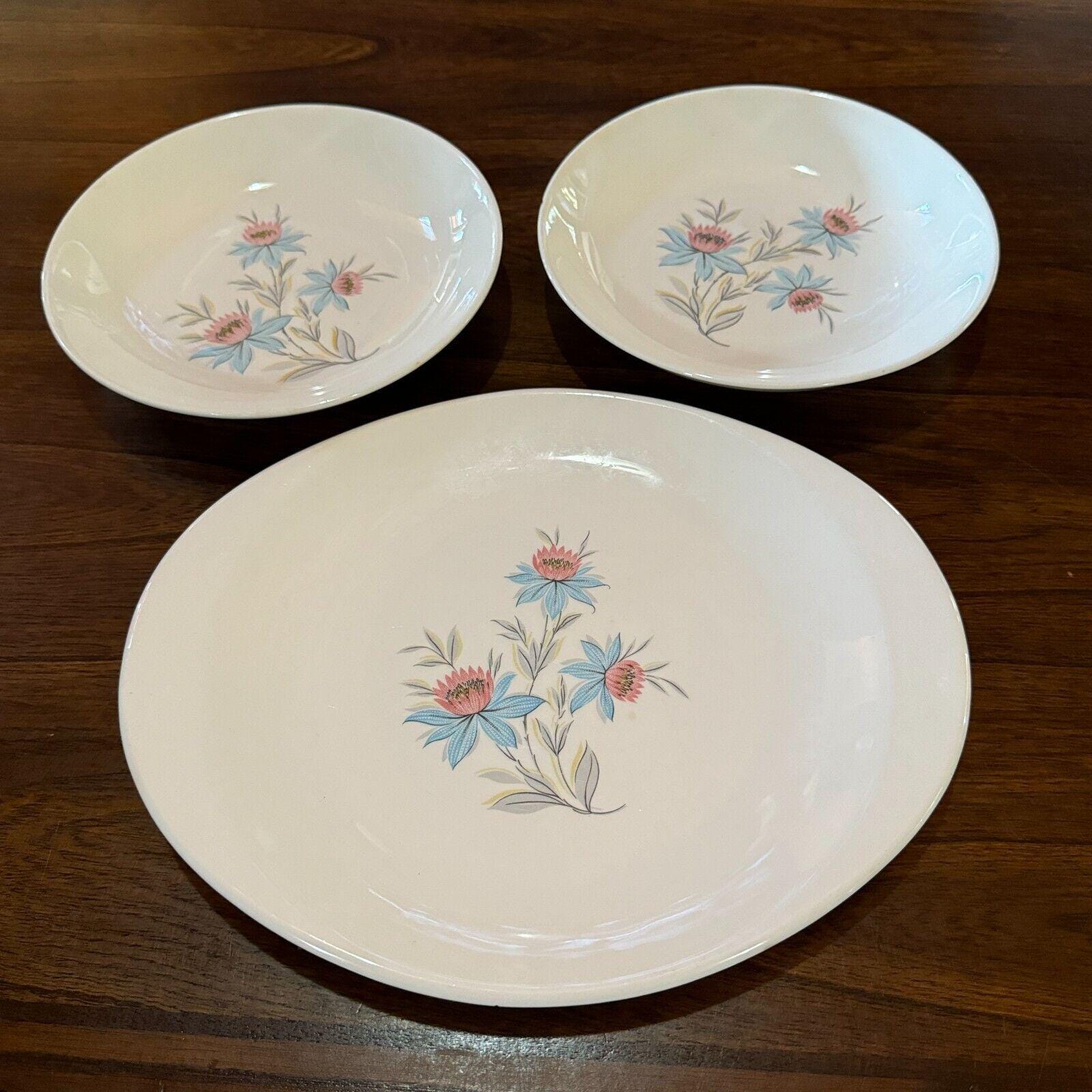 Vintage Steubenville Fairlane Oval Platter and 2 Bowls Pottery Made in ...