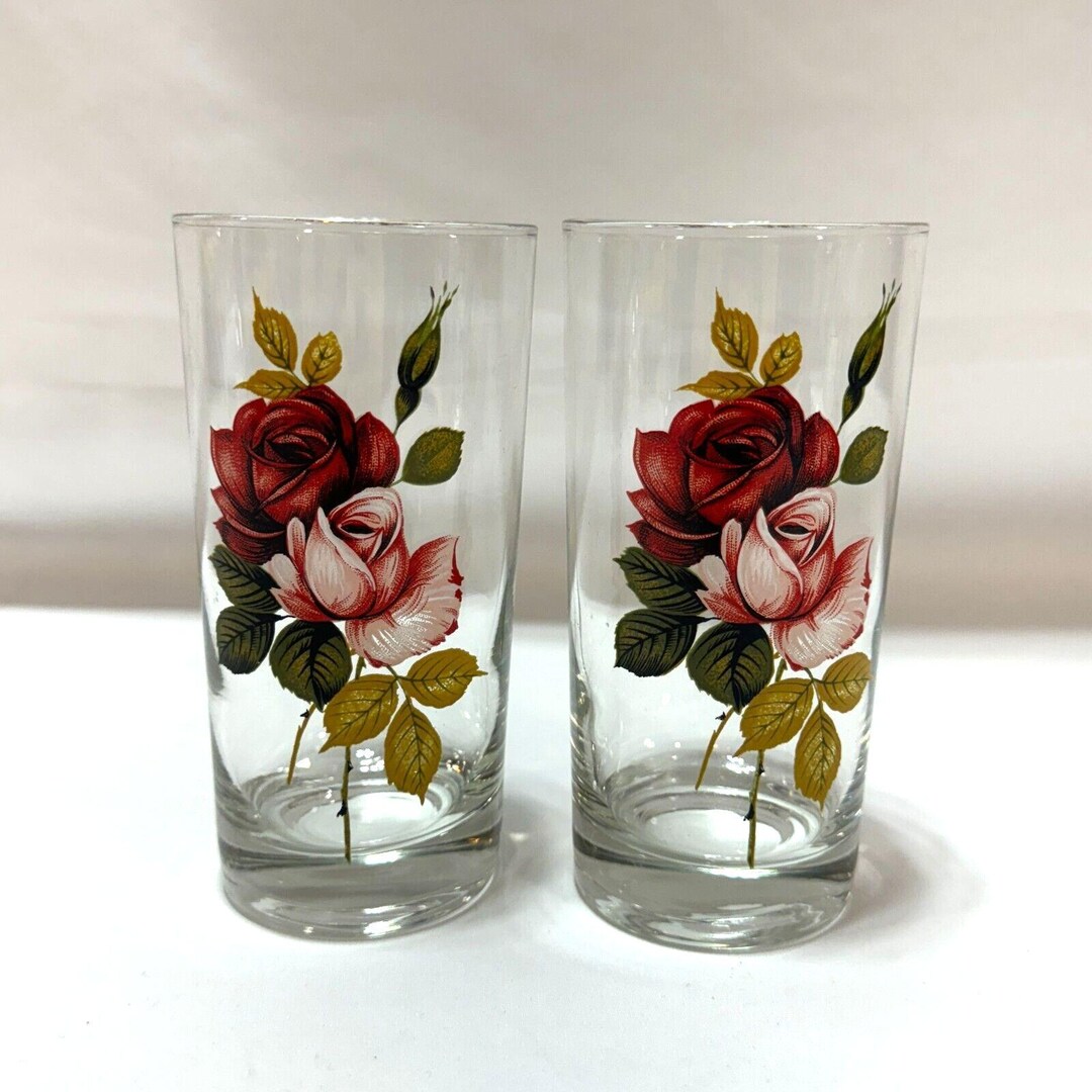 Vintage West Virginia Glass Radiant Rose Juice Glasses Set of 2 - Etsy