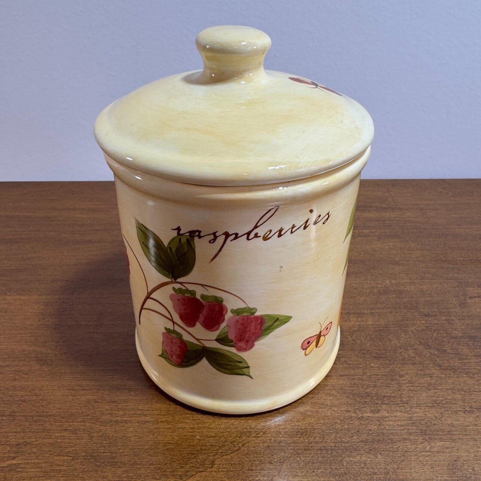 Pier 1 Cookie Jar Canister With Lid Fruit Pattern Provence 5.5 ...