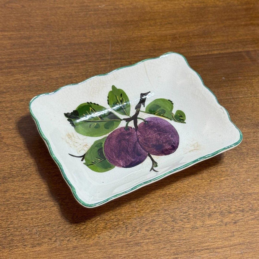 Vintage Plichta London Trinket Tray Plums Made in England Crazing ...