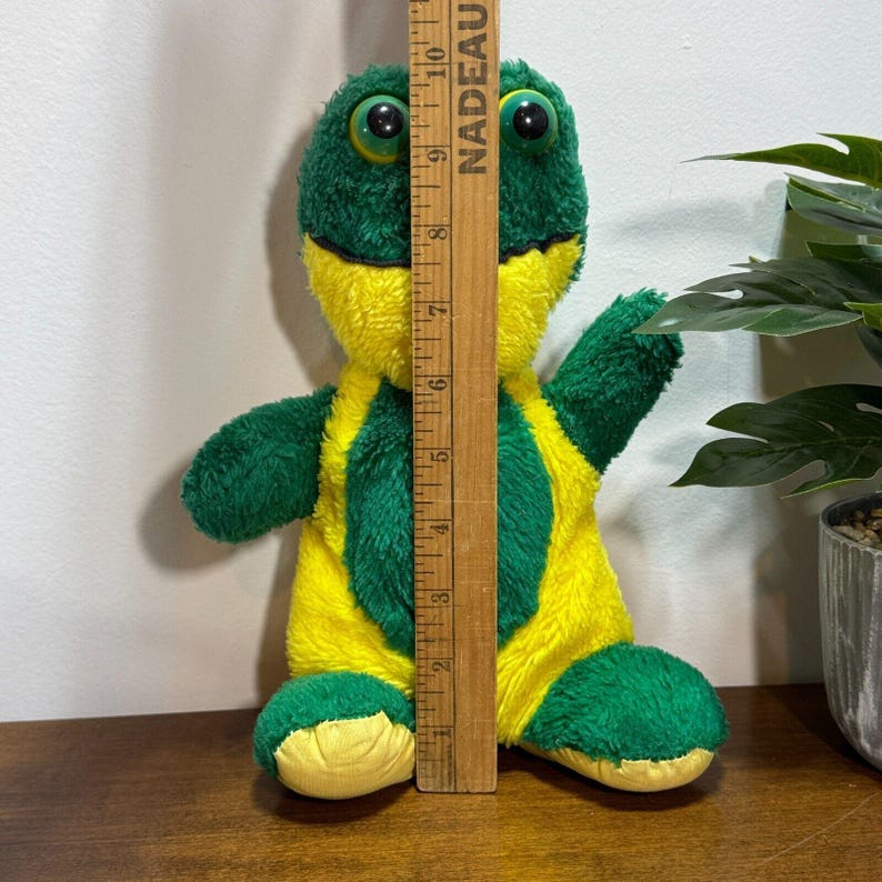 Vintage Frog Plush STI Stuffed Animal Korea 10 Inches Green Yellow - Etsy