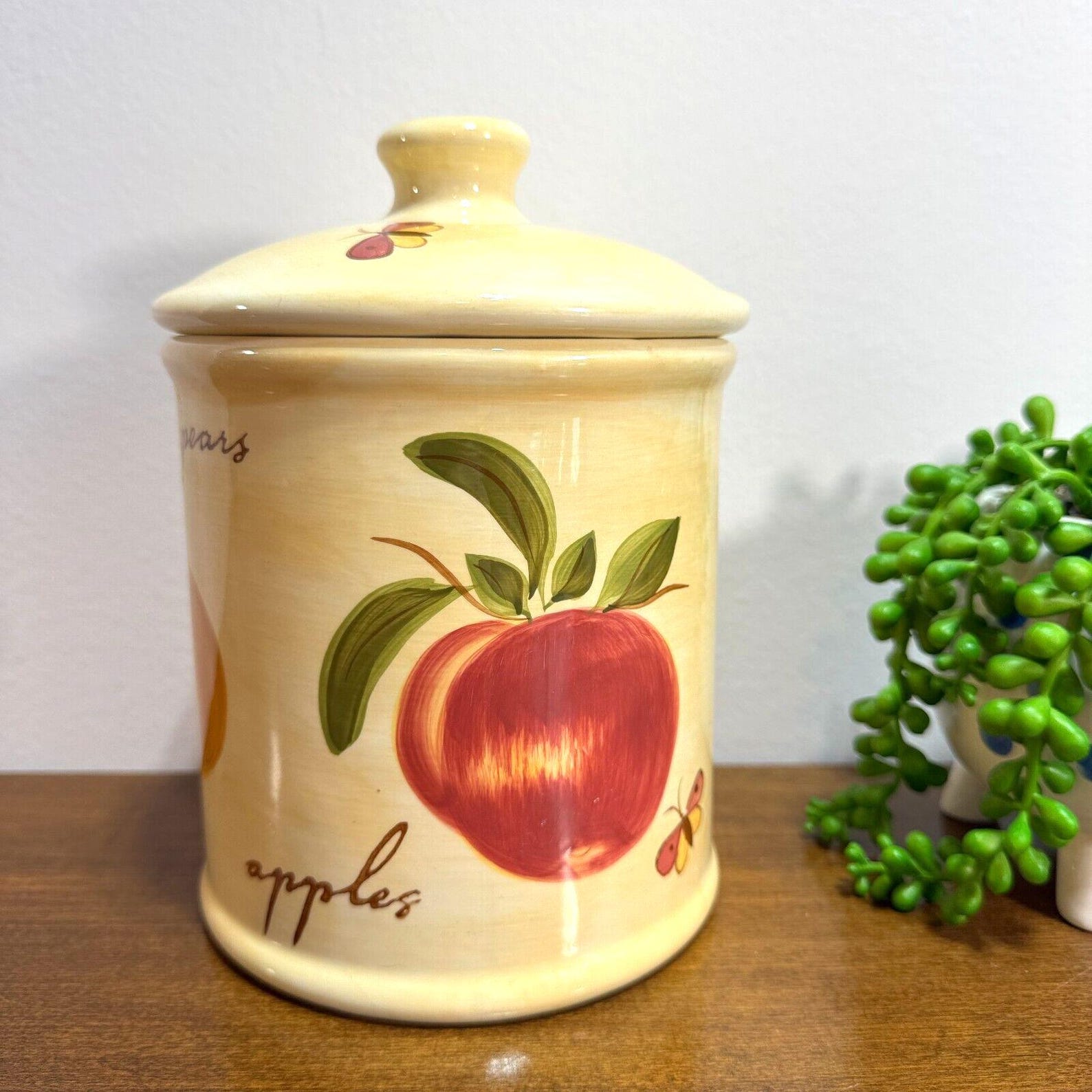 Pier 1 Cookie Jar Canister With Lid Fruit Pattern Provence 5.5 ...