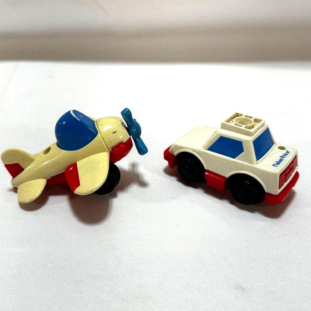 Vintage Fisher Price Propeller Plane Airplane Police Car Flip Track ...