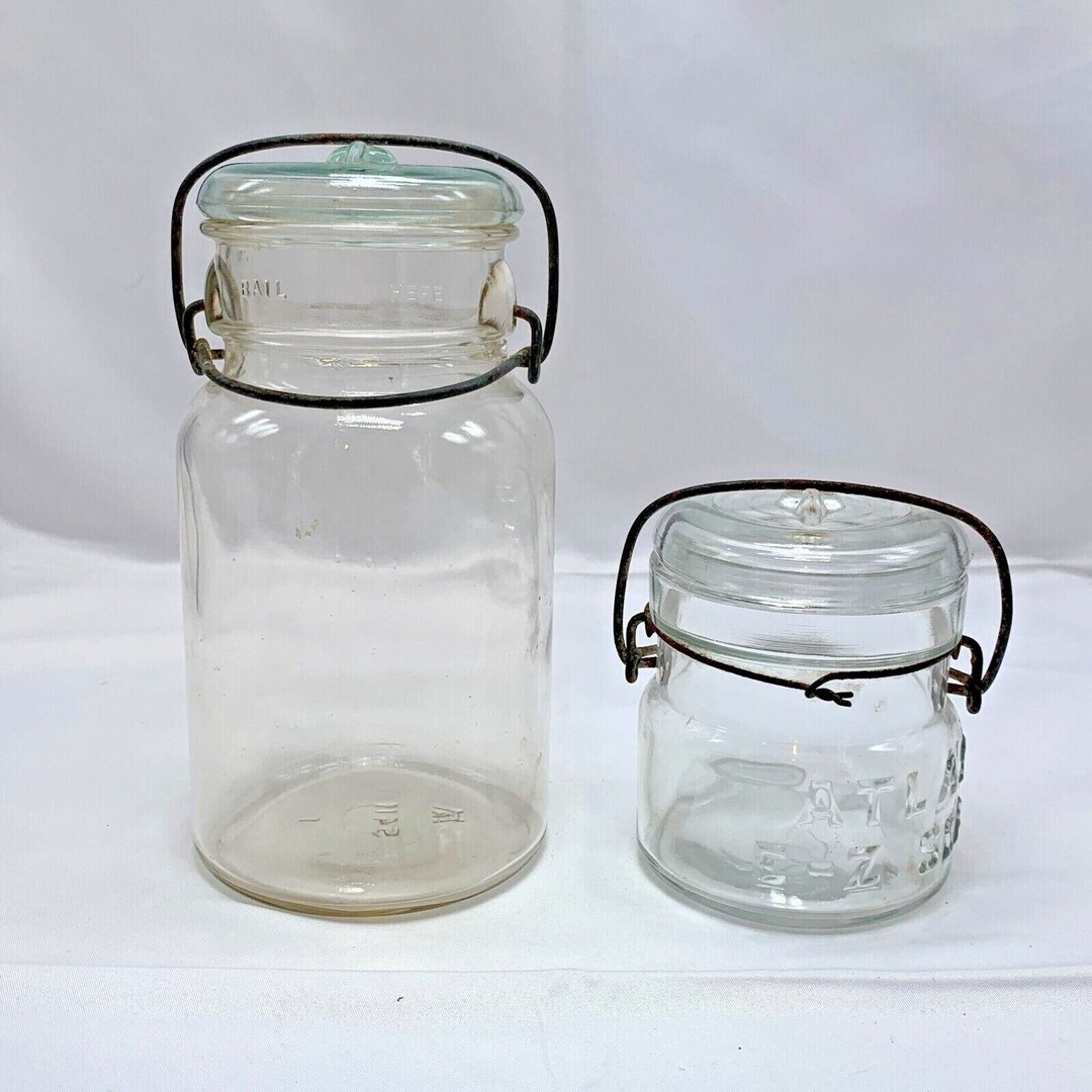 Vintage Hazel Atlas Canning Jars W/ Glass Lid Farmhouse Storage, Set of ...
