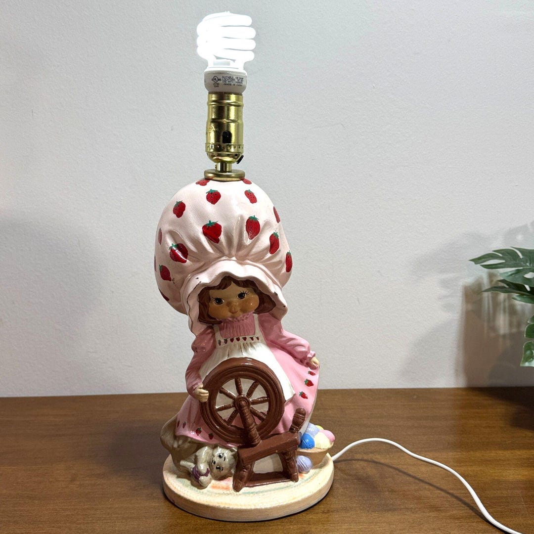 Vintage Strawberry Shortcake Table Lamp Working 14" No Shade Ceramic ...
