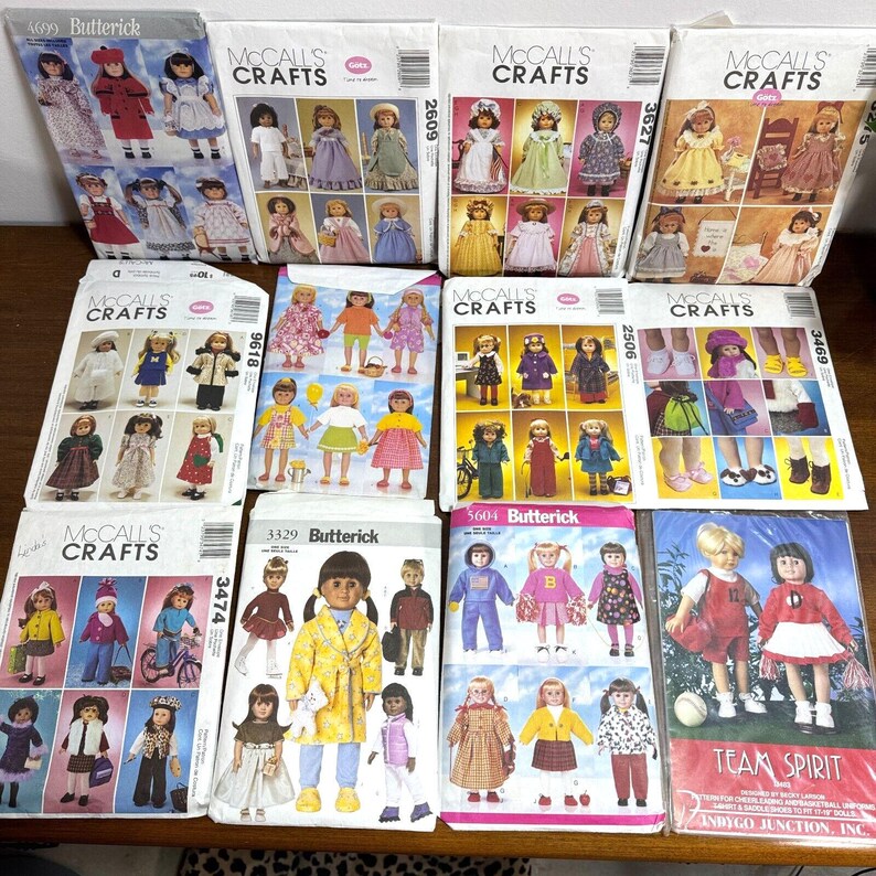 18" Doll Clothes Sewing Patterns Lot of 12 Mccalls Butterick American ...