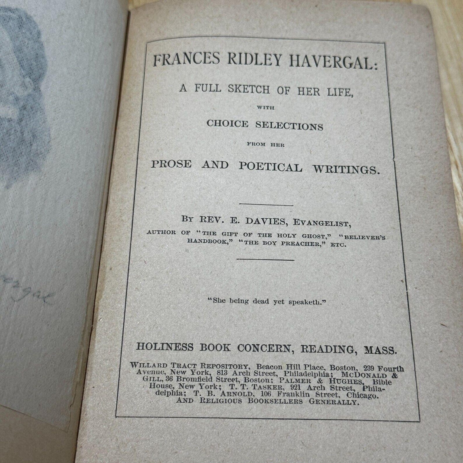 Frances Ridley Havergal Poems First Edition Rev. E. Davies 1884 Prose ...
