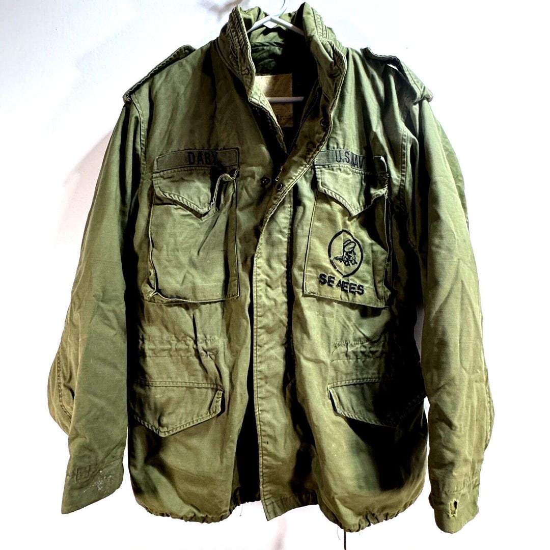 Vintage US Navy Seabees Field Jacket Medium Military OD Green Lined ...