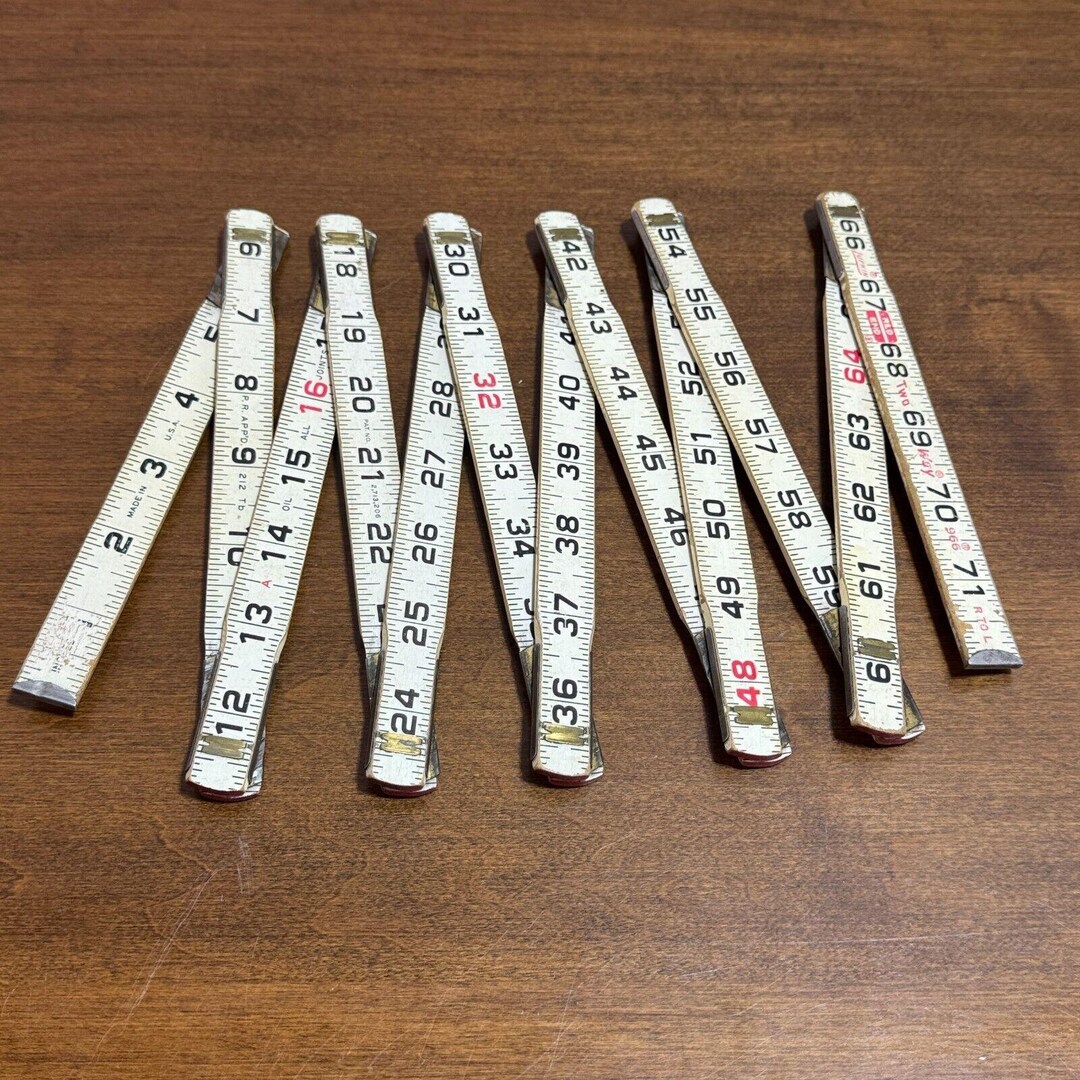 Vintage Lufkin Wood Folding Ruler 6 Brass Extensions Rule Measuring ...