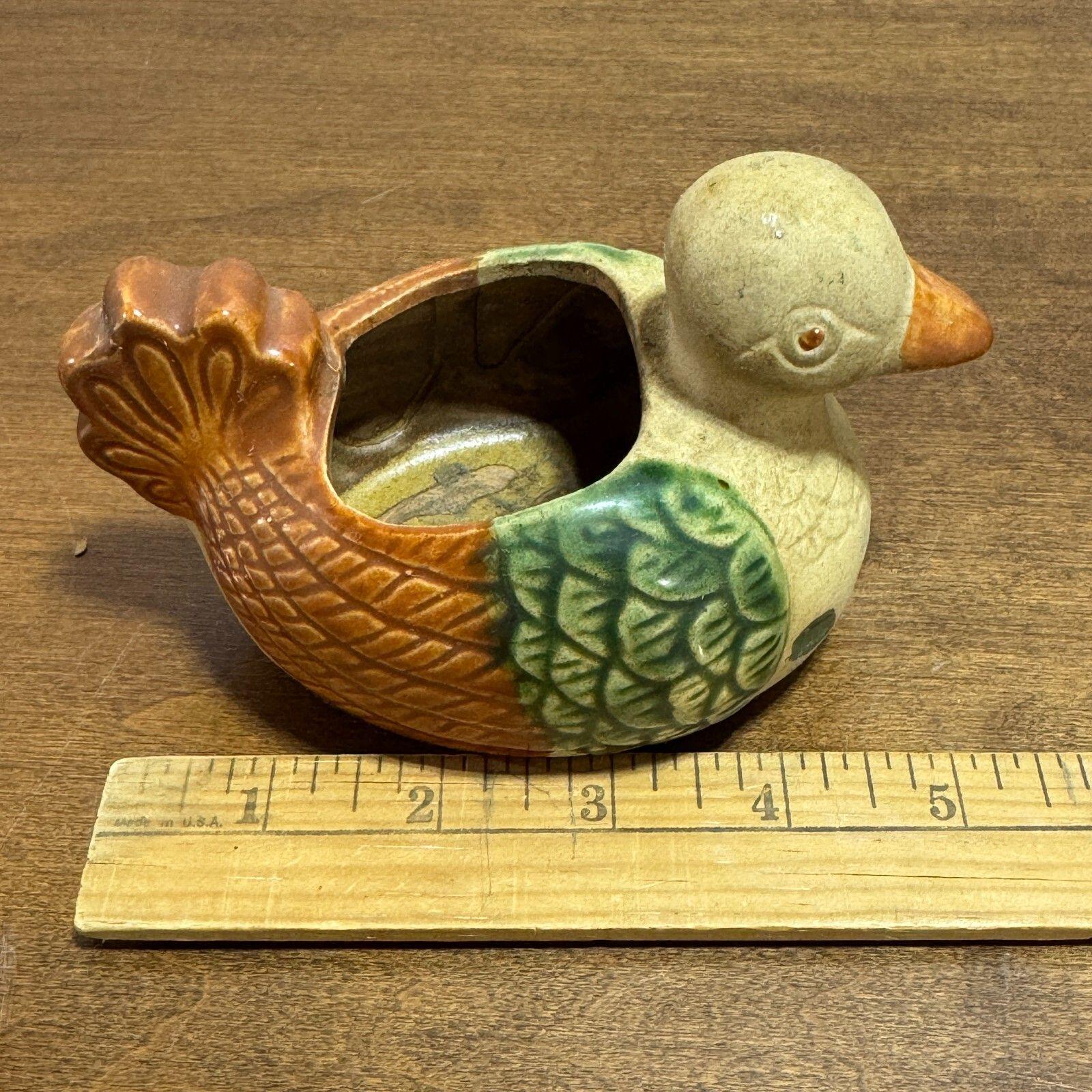 Vintage Clay Art Pottery Duck Planter Primitive Stoneware Glazed 3.5" X ...