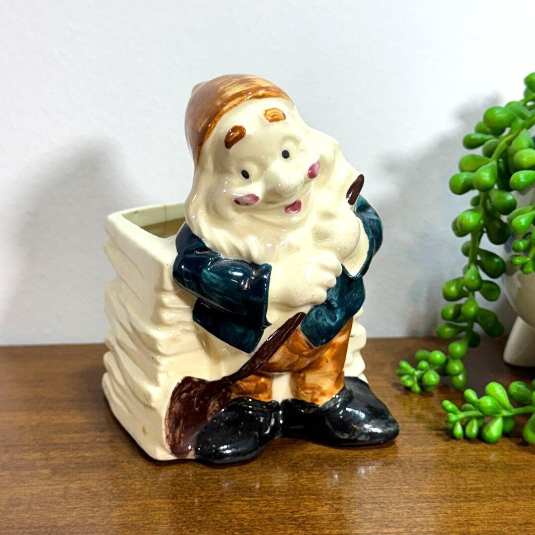 Vintage Disney Planter Snow White and the Seven Dwarfs Happy Ceramic 5 ...
