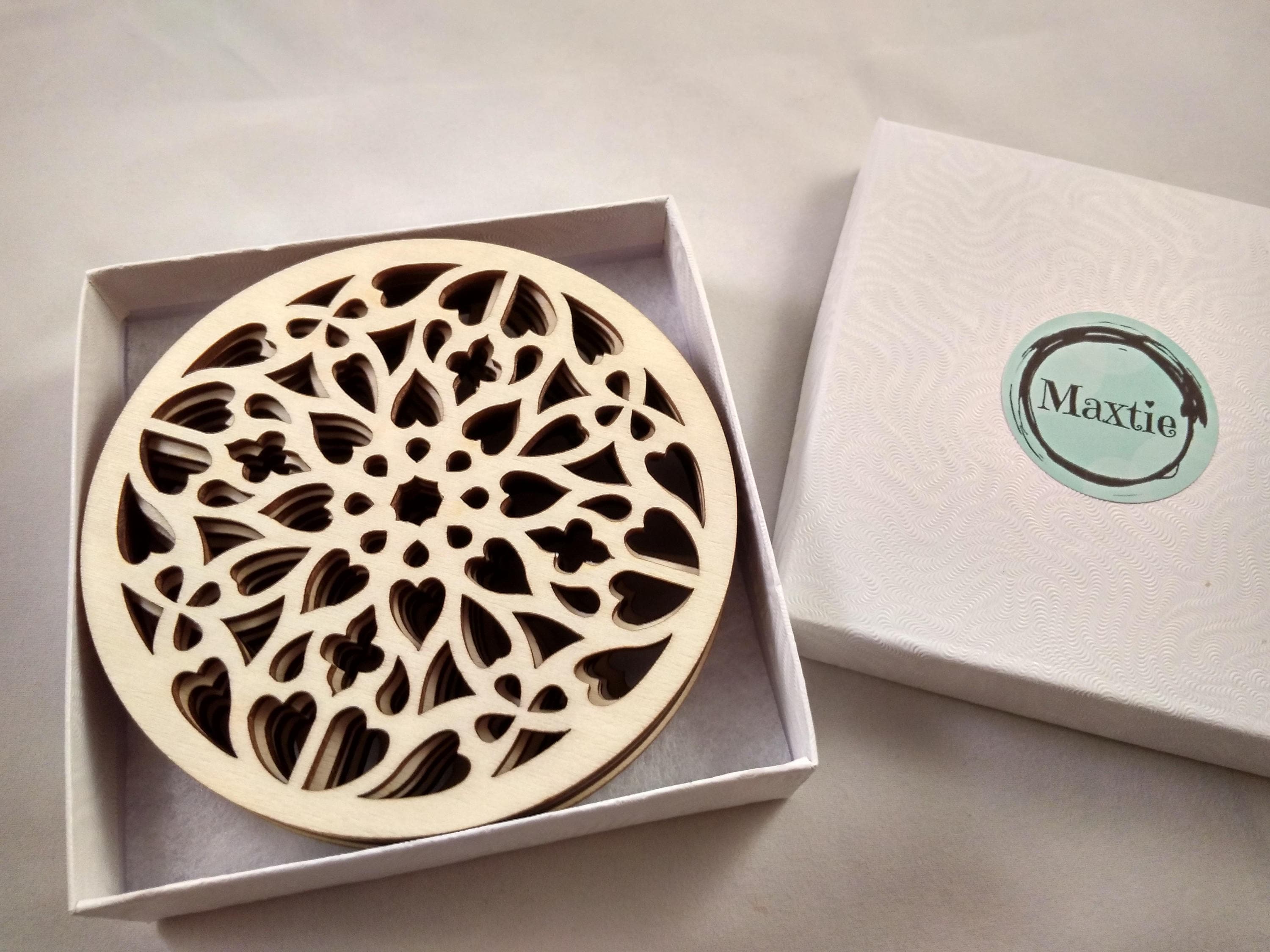 MAXTIE Wooden Flower Coasters (set of 5) - Etsy