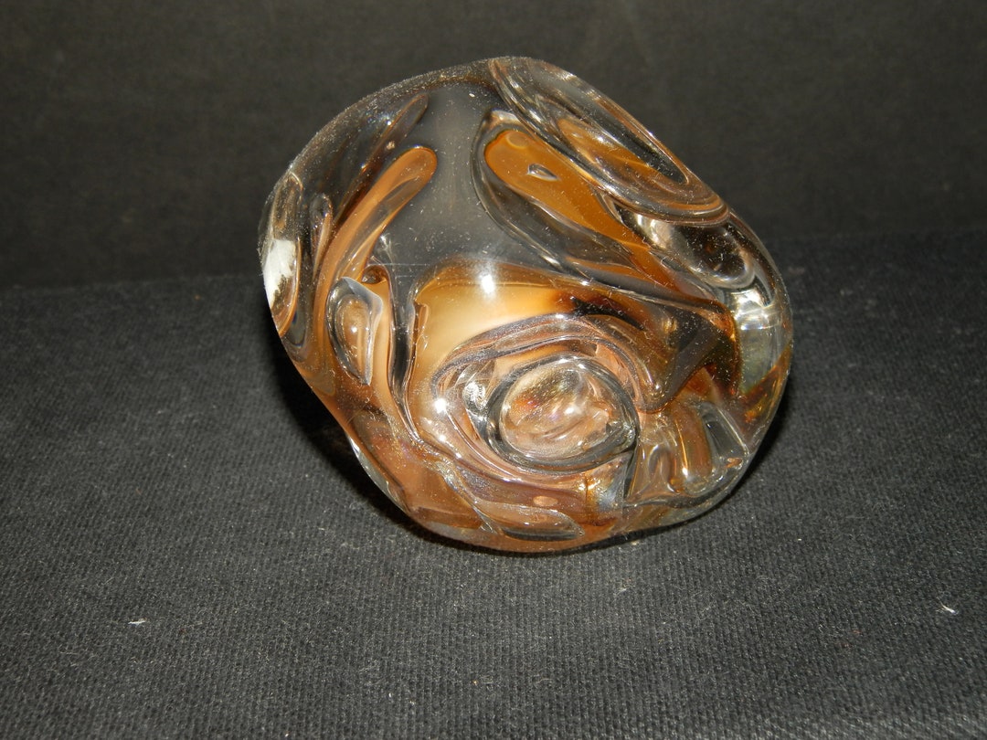 Artist Brian Lonsway Amber Paperweight Signed - Etsy