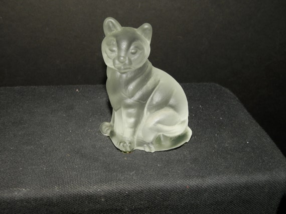Frosted Glass Cat Figurine - Etsy