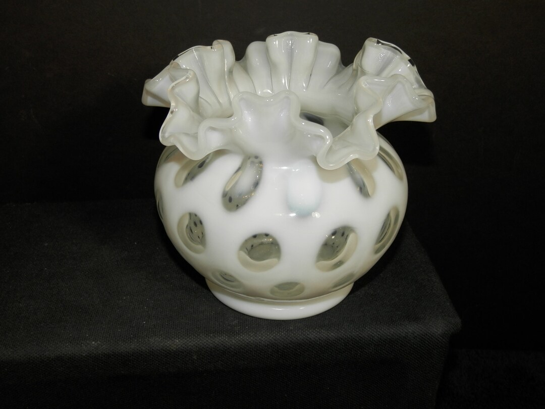 Fenton White Coin Spot Vase - Etsy