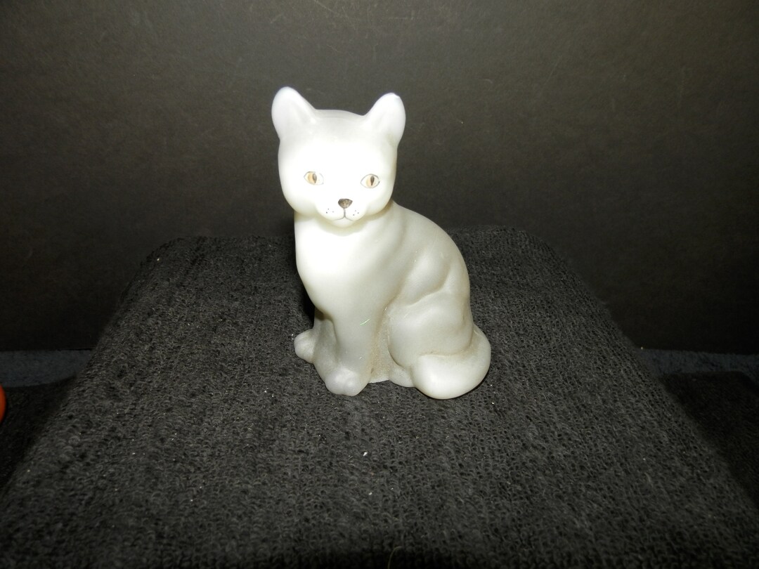 Fenton Grey Hand Painted Cat Figurine - Etsy