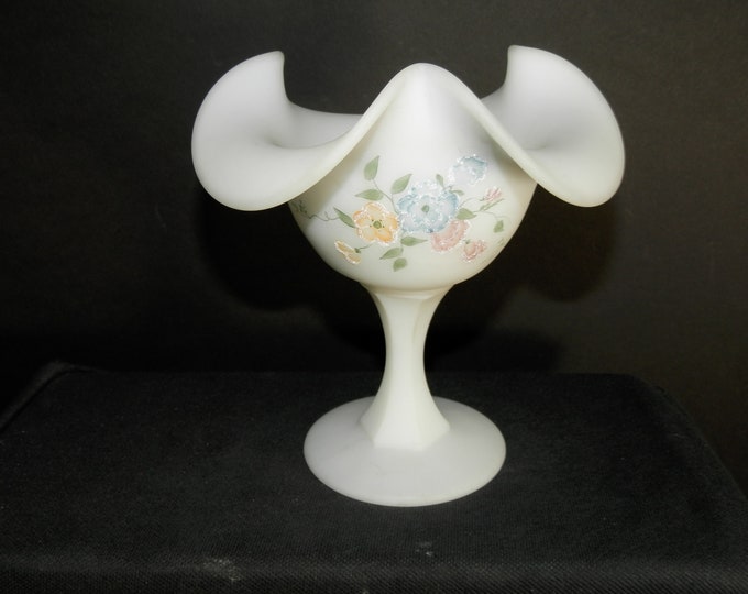 Fenton Hand Painted Compote - Etsy