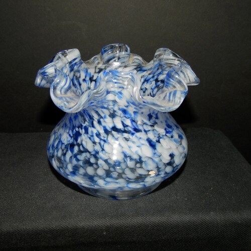 Fenton Blue Opalescent Hobnail Ruffled Bowl - Etsy