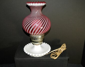 Fenton Cranberry Lamp | Etsy