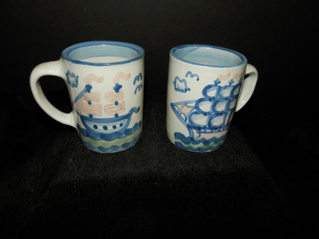 Two M. A. Hadley Coffee Mugs Two Boats - Etsy