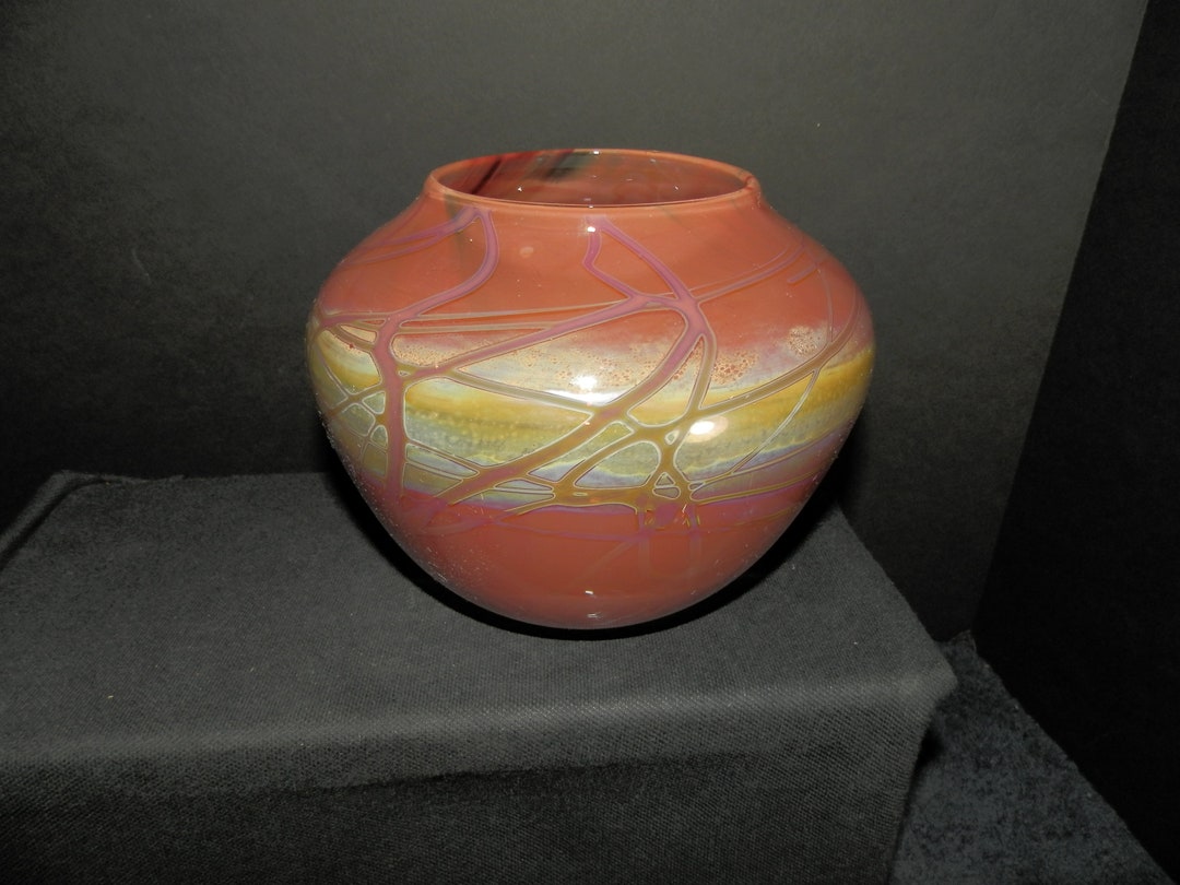 Art Glass Vase Large Mouth Artist Andrew Shea - Etsy