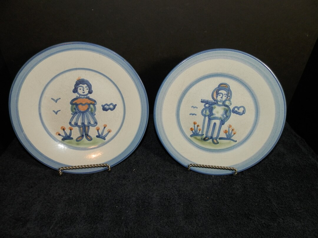 Two Hadley Plates Farmer and Wife - Etsy