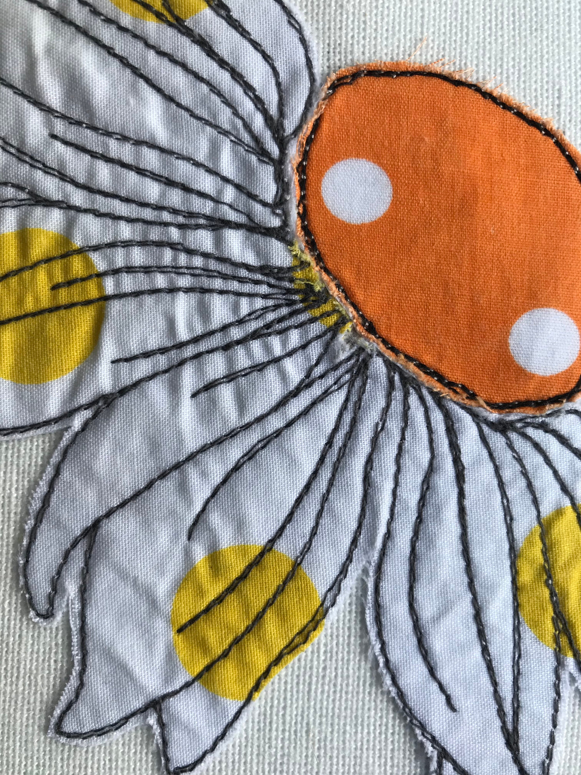 Textile Raw Edge Appliqué Daisy Artwork - Etsy