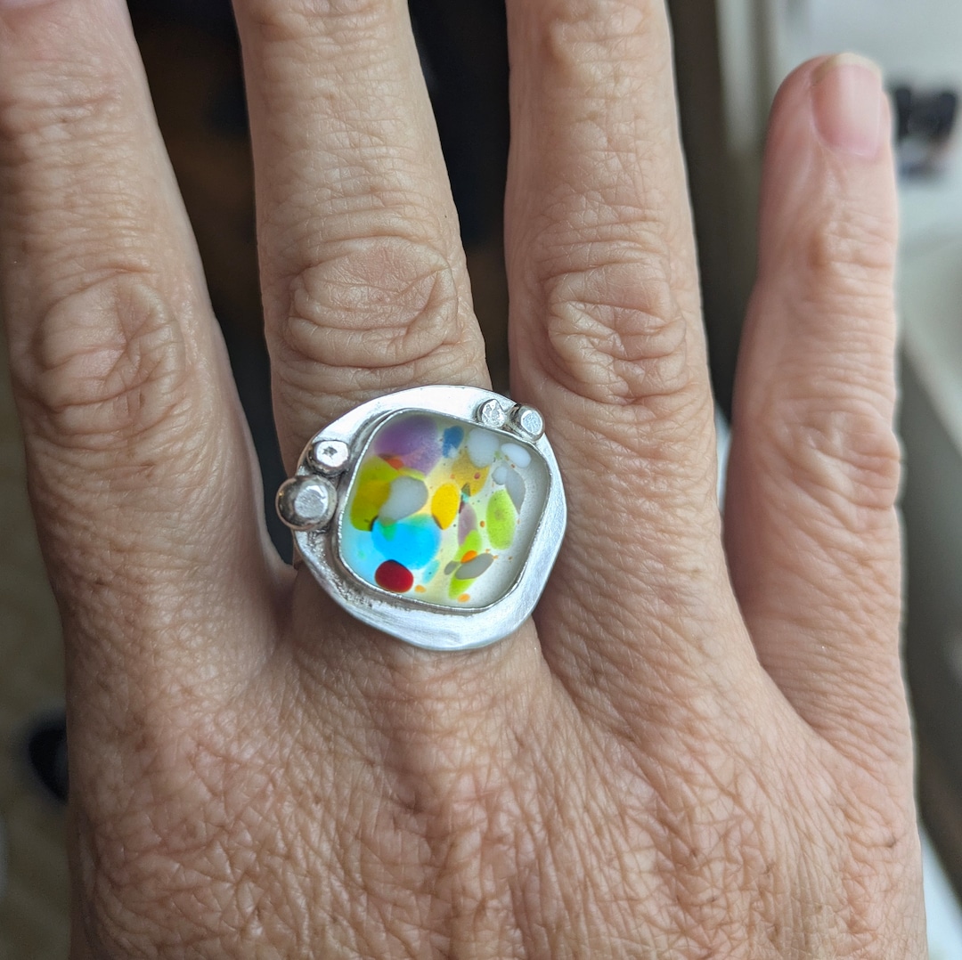 Confetti Frosted Glass Ring - Etsy
