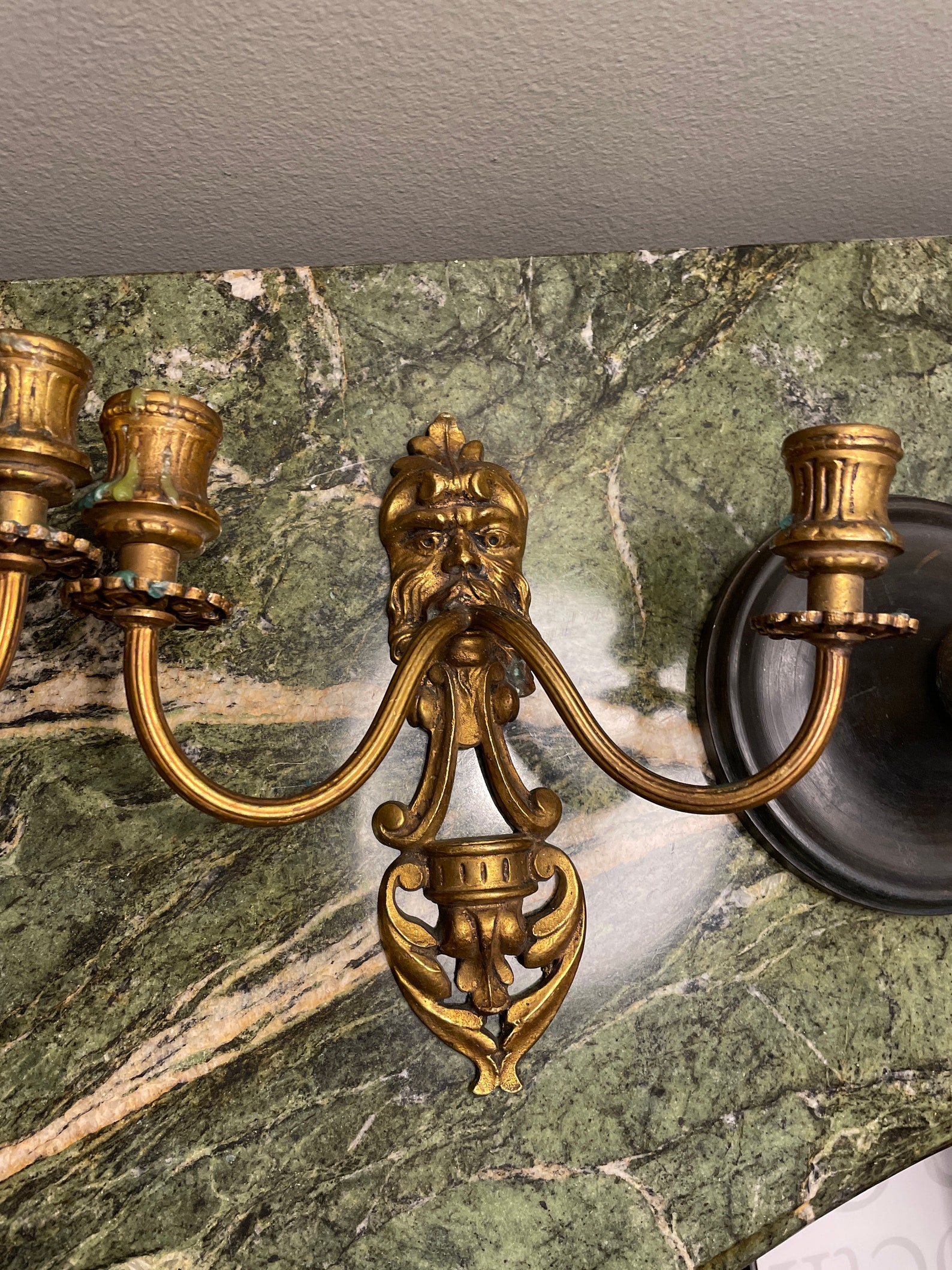 Antique Luxury Bronze Bacchian Pair of Bronze Sconces for Candles ...