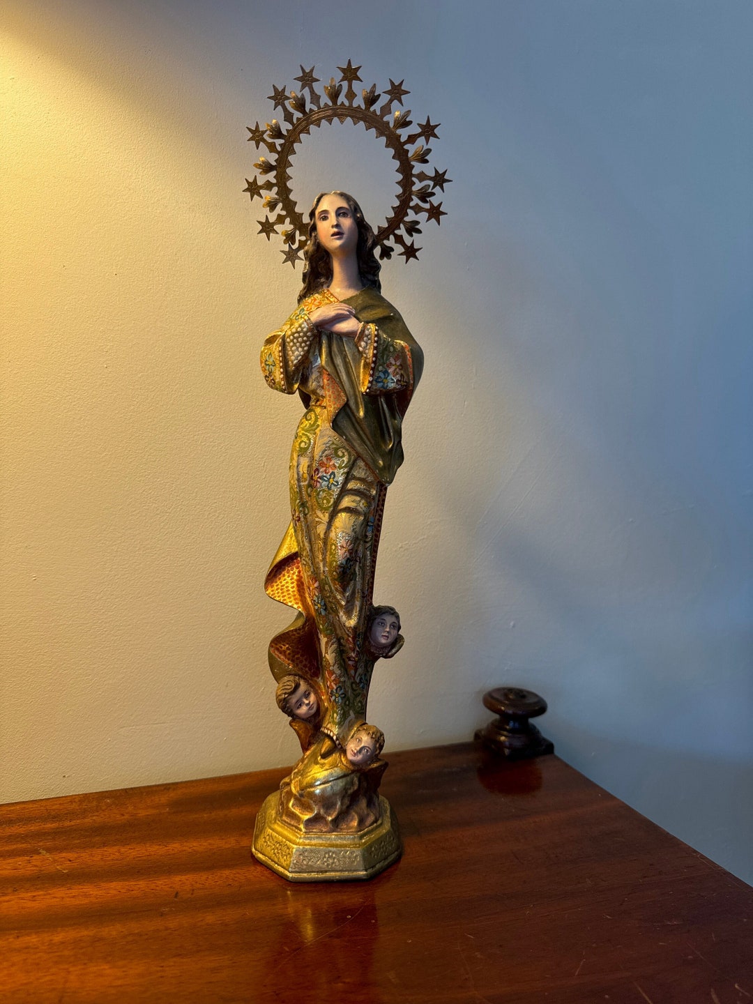Sculpture of Virgin Mary Immaculate Conception With Angels. Cristal ...