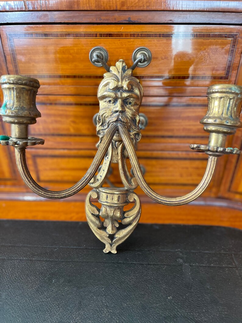 Antique Luxury Bronze Bacchian Pair of Bronze Sconces for Candles ...