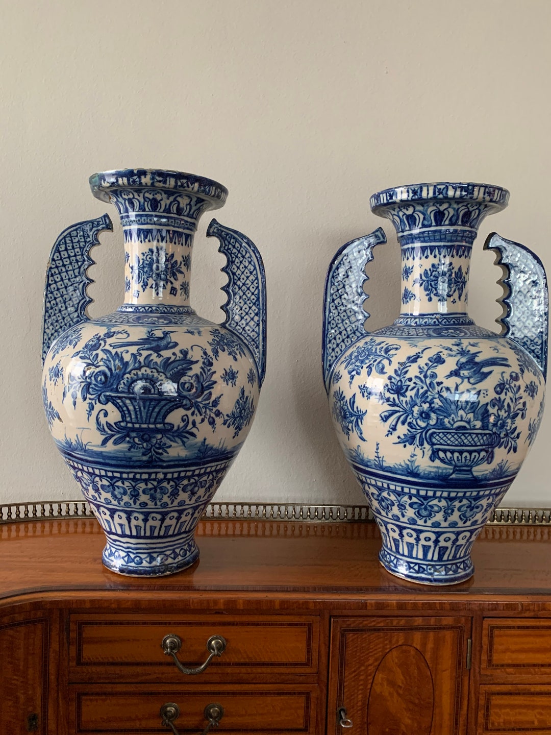 Fabulous Pair of Antique Blue Ceramic Vases. Luxury Home Decor. - Etsy