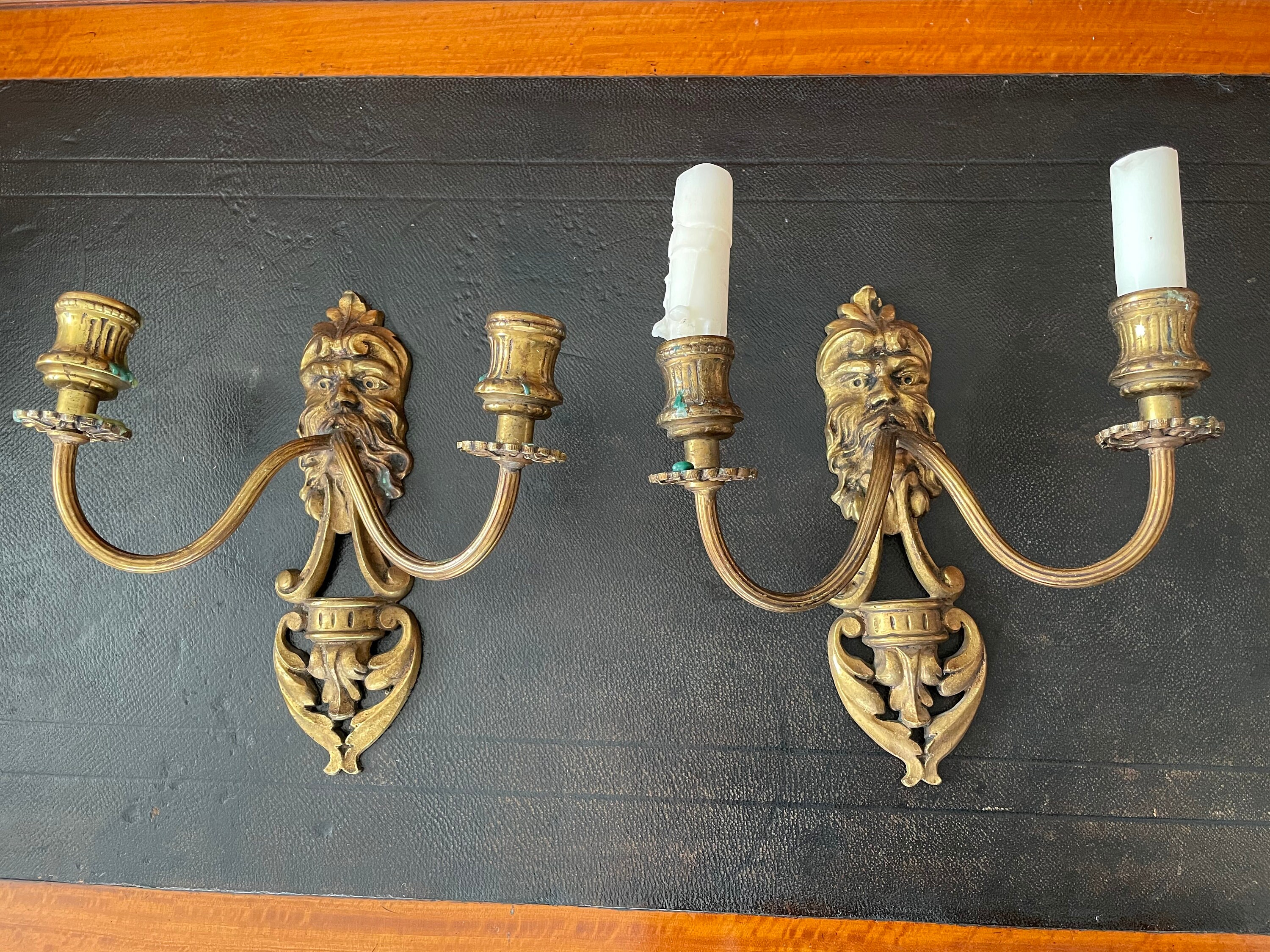 Antique Luxury Bronze Bacchian Pair of Bronze Sconces for Candles ...