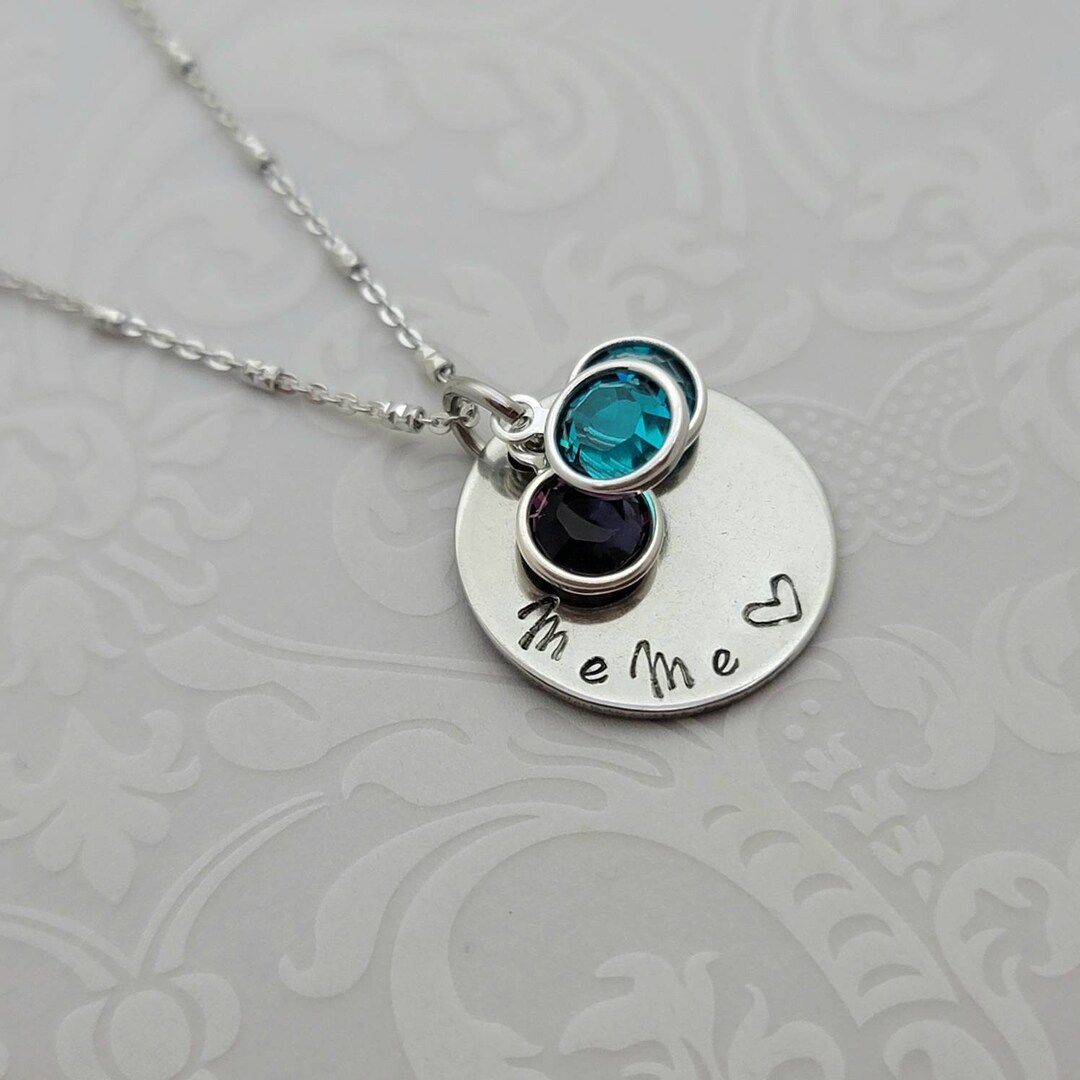 Meme Necklace - Gift for Meme - Birthstone Necklace for Meme - Mother's ...