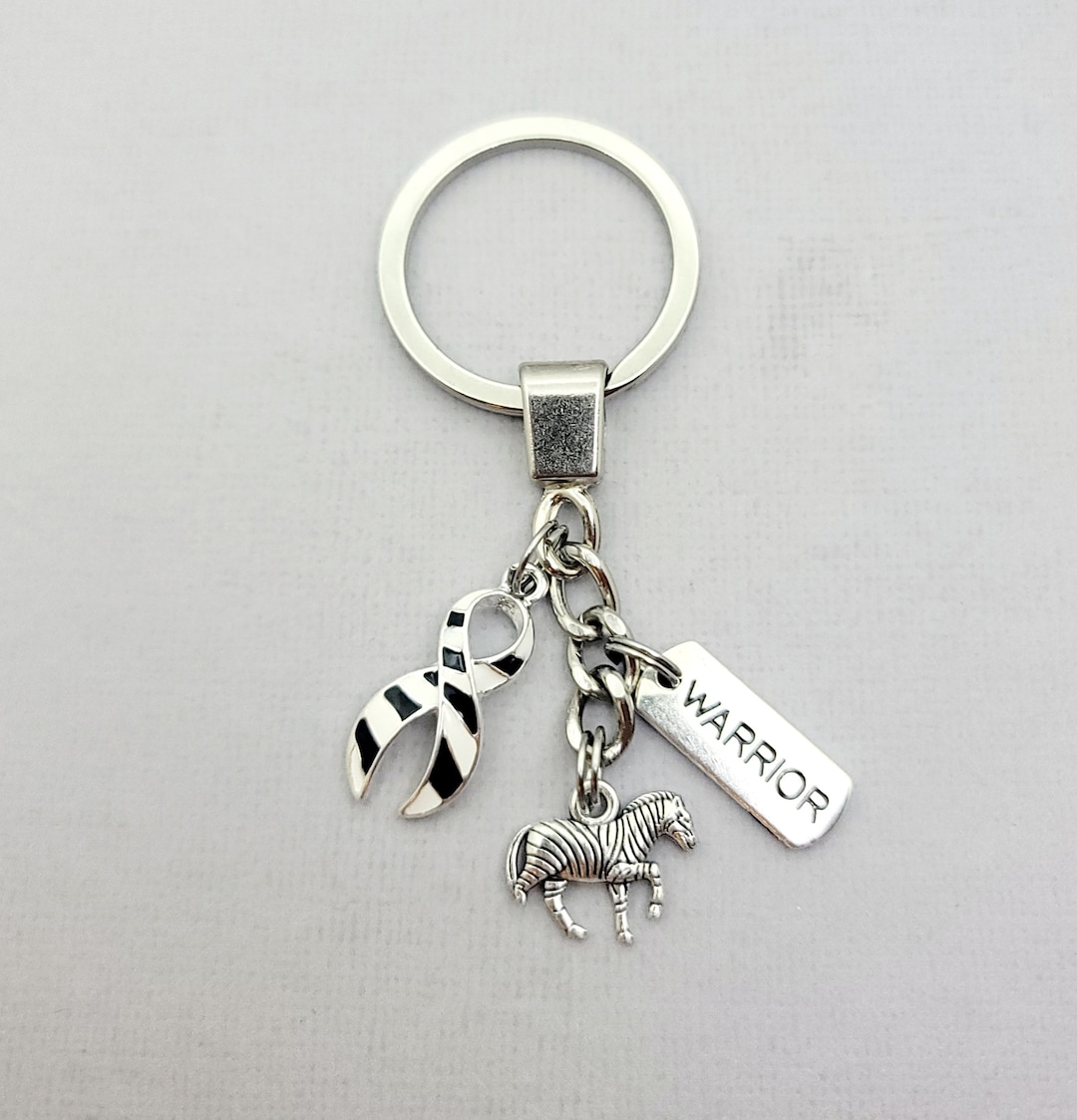 Zebra Awareness Keychain - Zebra Stripes Awareness Ribbon ...
