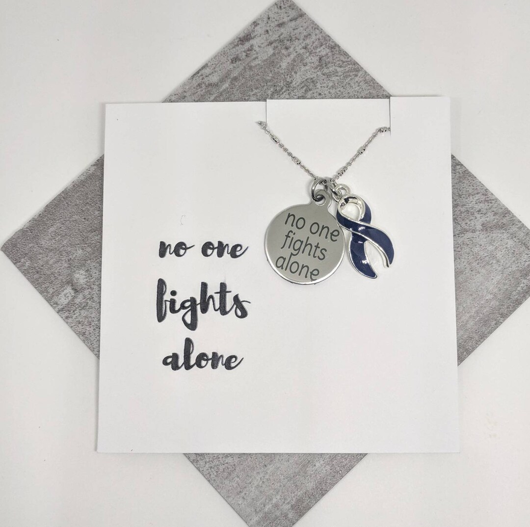 Navy Awareness Ribbon Necklace - Colon Cancer Awareness - Rectal Cancer ...