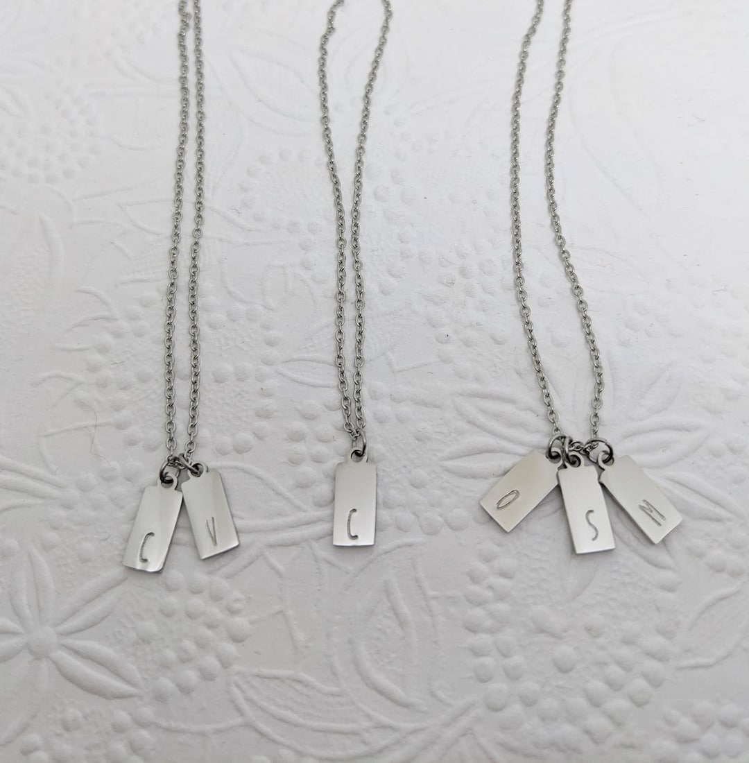 TINY Personalized Rectangle Necklace - Rectangle Initial Necklace ...