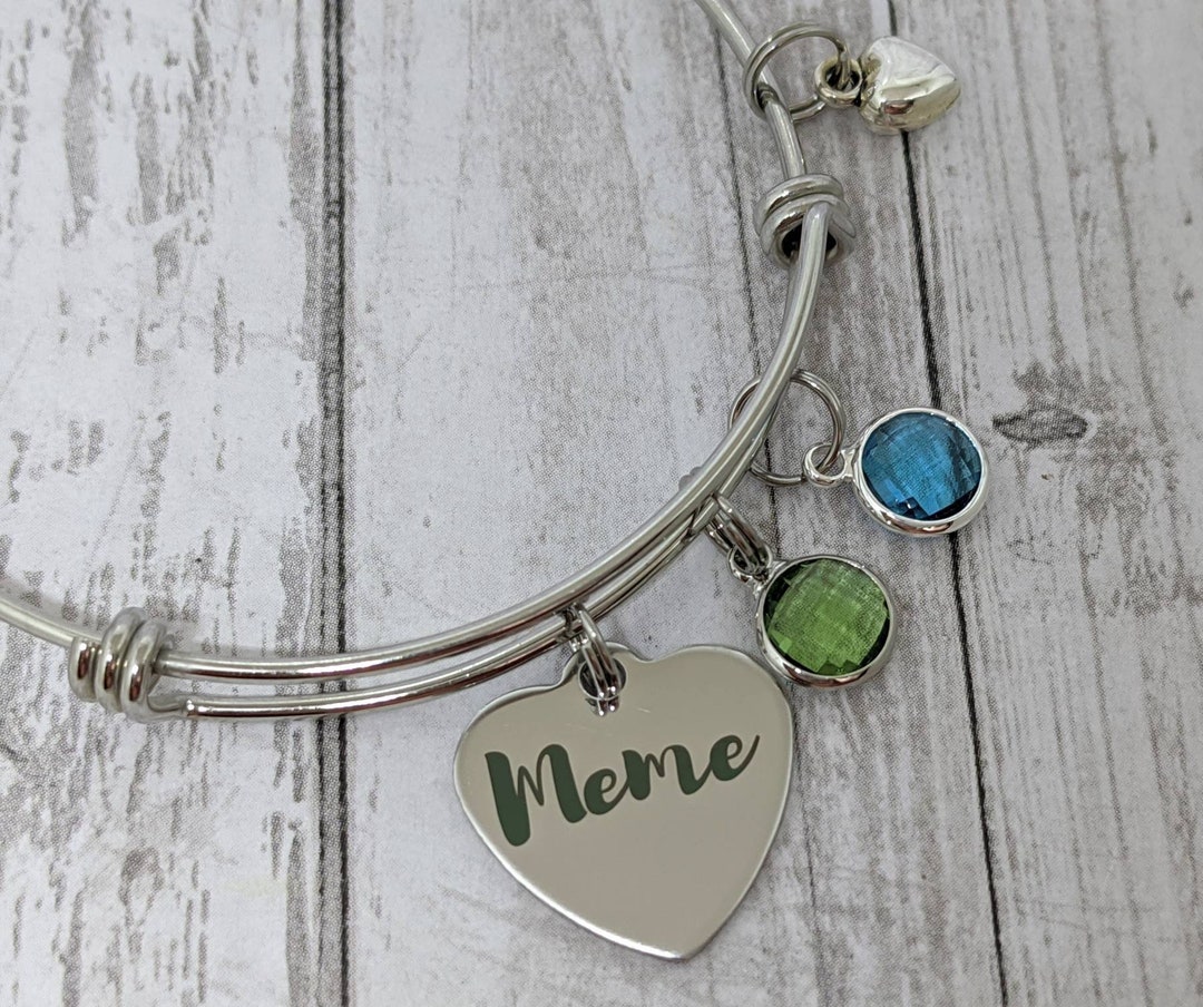 Meme Bangle Bracelet - Meme Jewelry - Gift for Meme - Gift for Grandma ...