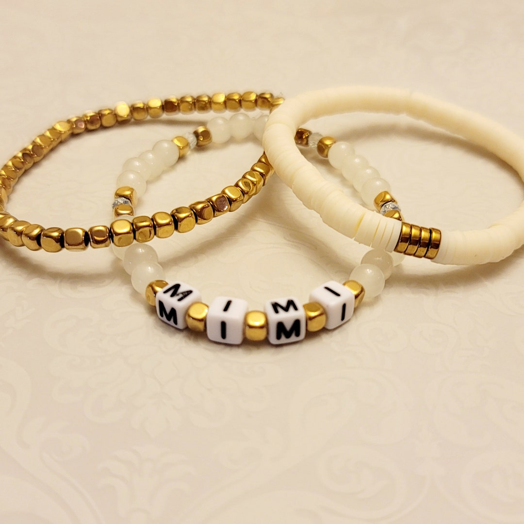 Personalized Word Bracelet - 3 Piece Stack Bracelet -name Bracelet ...