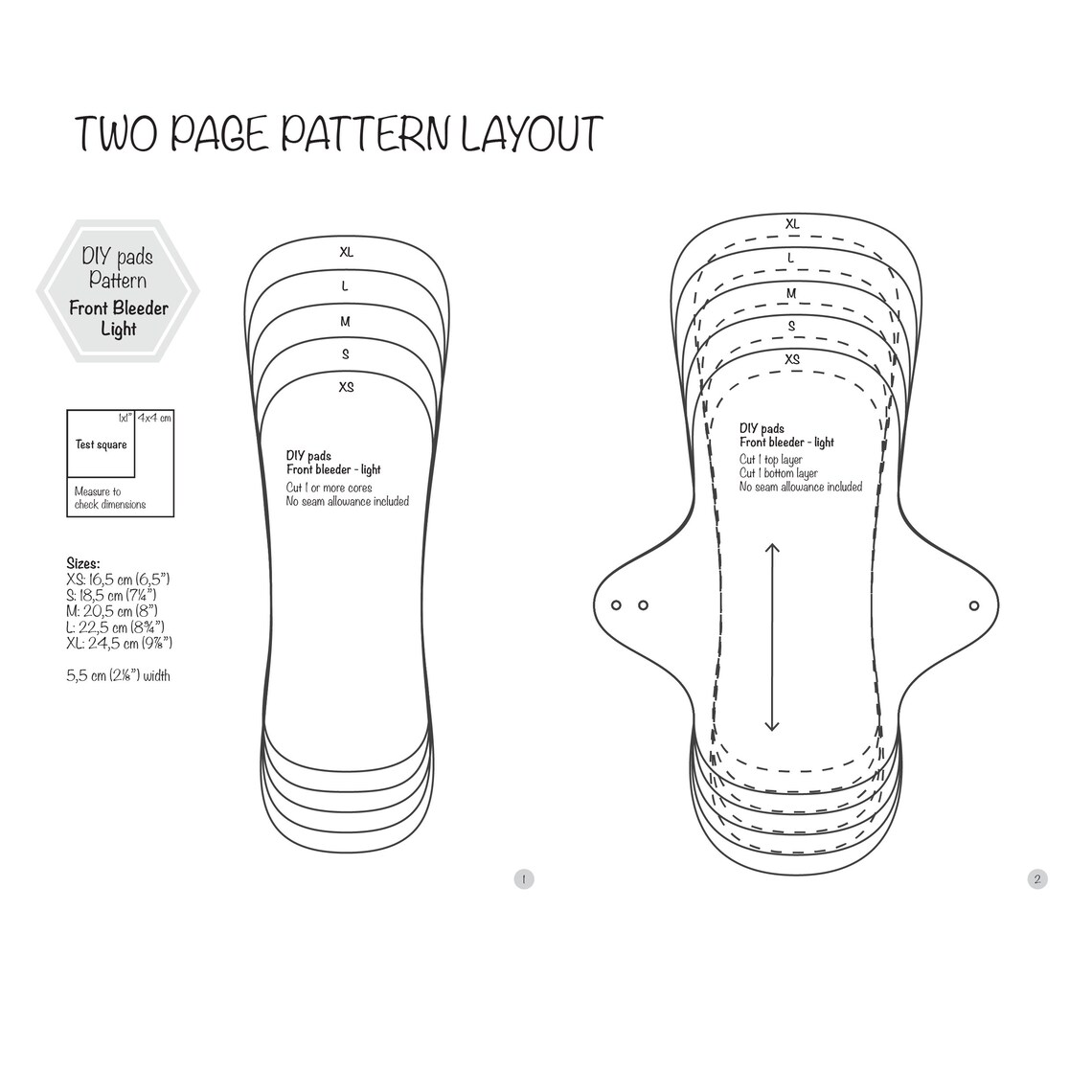 Front Bleeder Light Flow Menstrual Cloth Pad PDF Sewing Pattern - Etsy