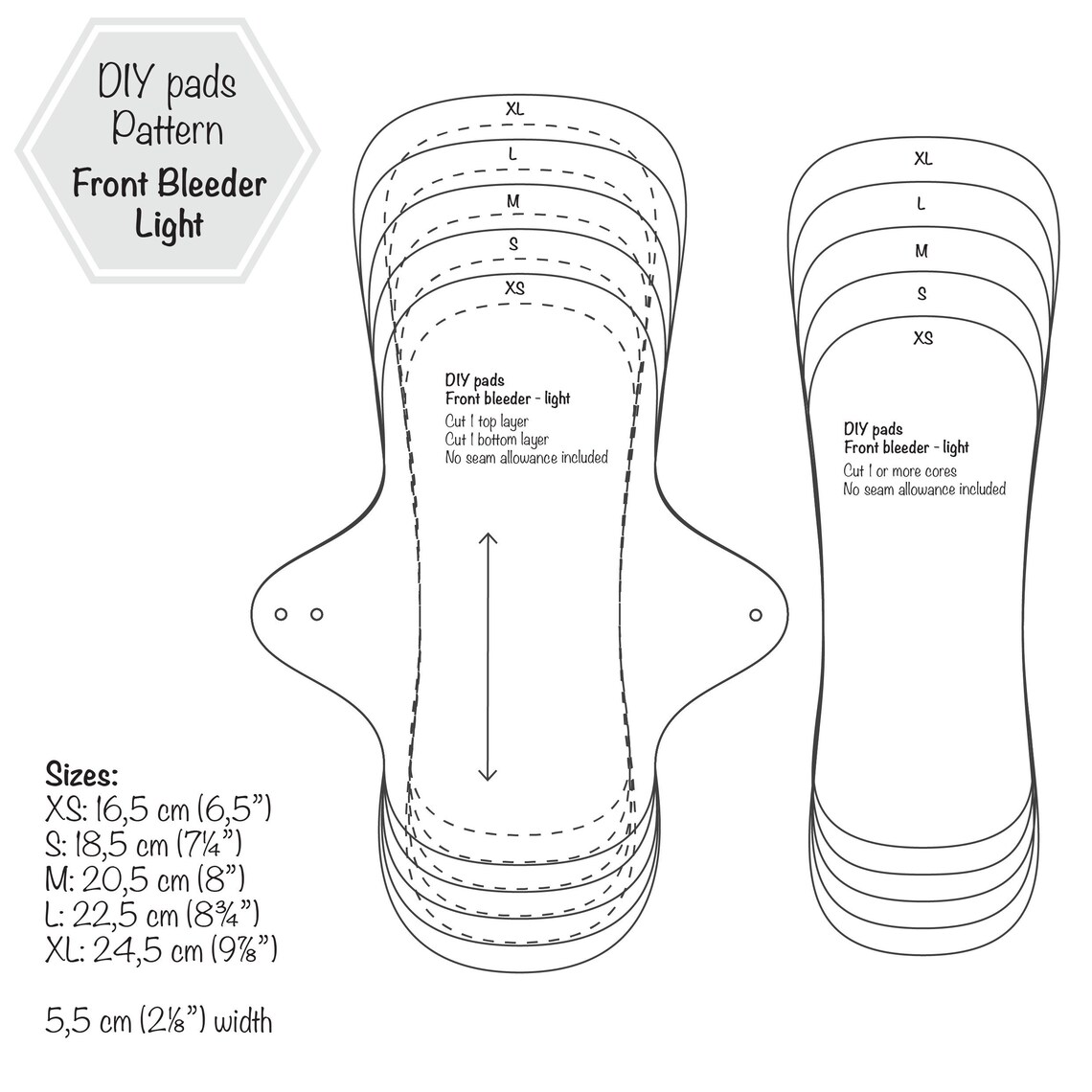 Front Bleeder Light Flow Menstrual Cloth Pad PDF Sewing Pattern - Etsy
