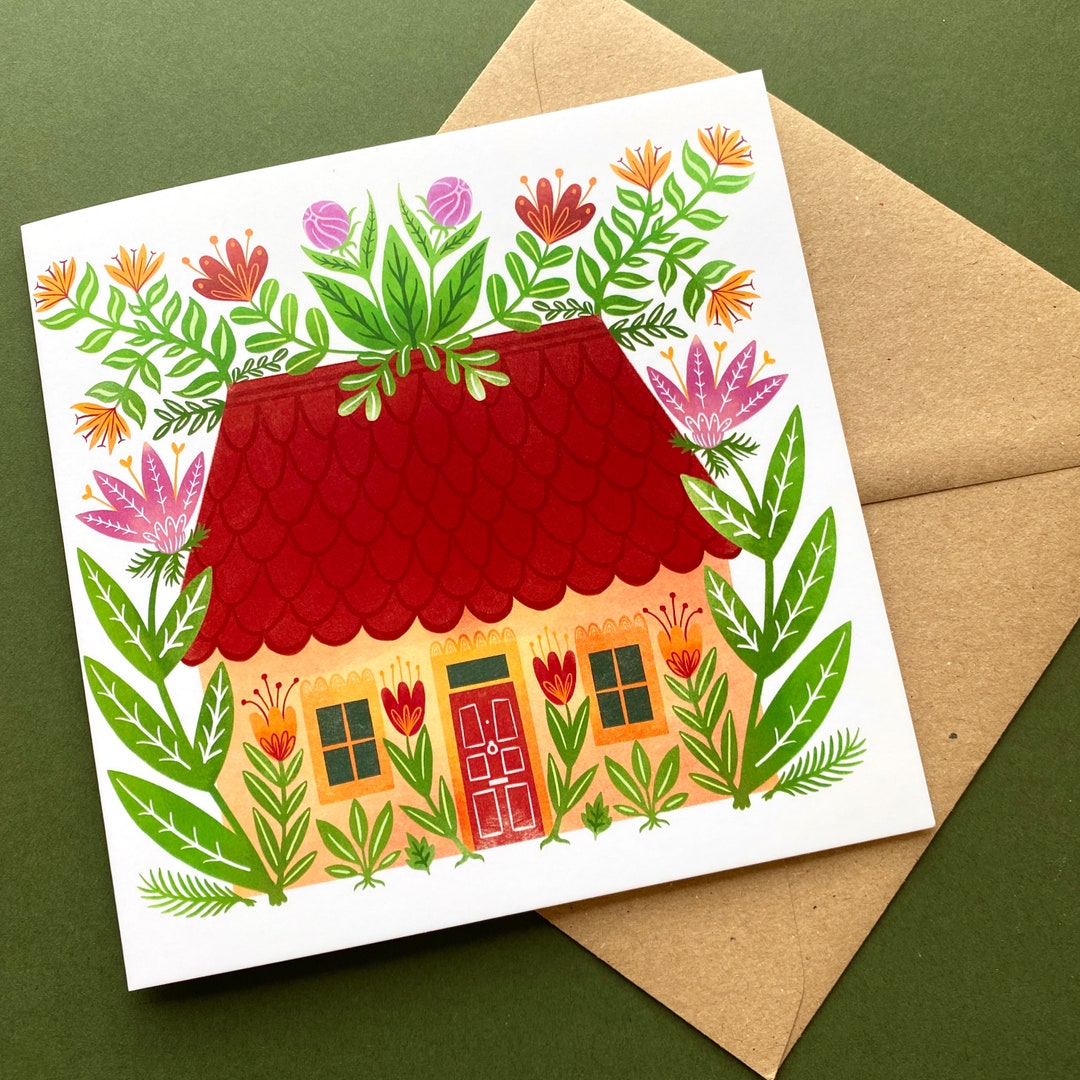 Little Flower House Greeting Card - Etsy
