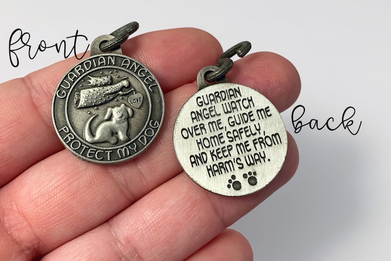 Guardian Angel Pet Tag With a Prayer Card, Catholic Pet Tags, Protect ...