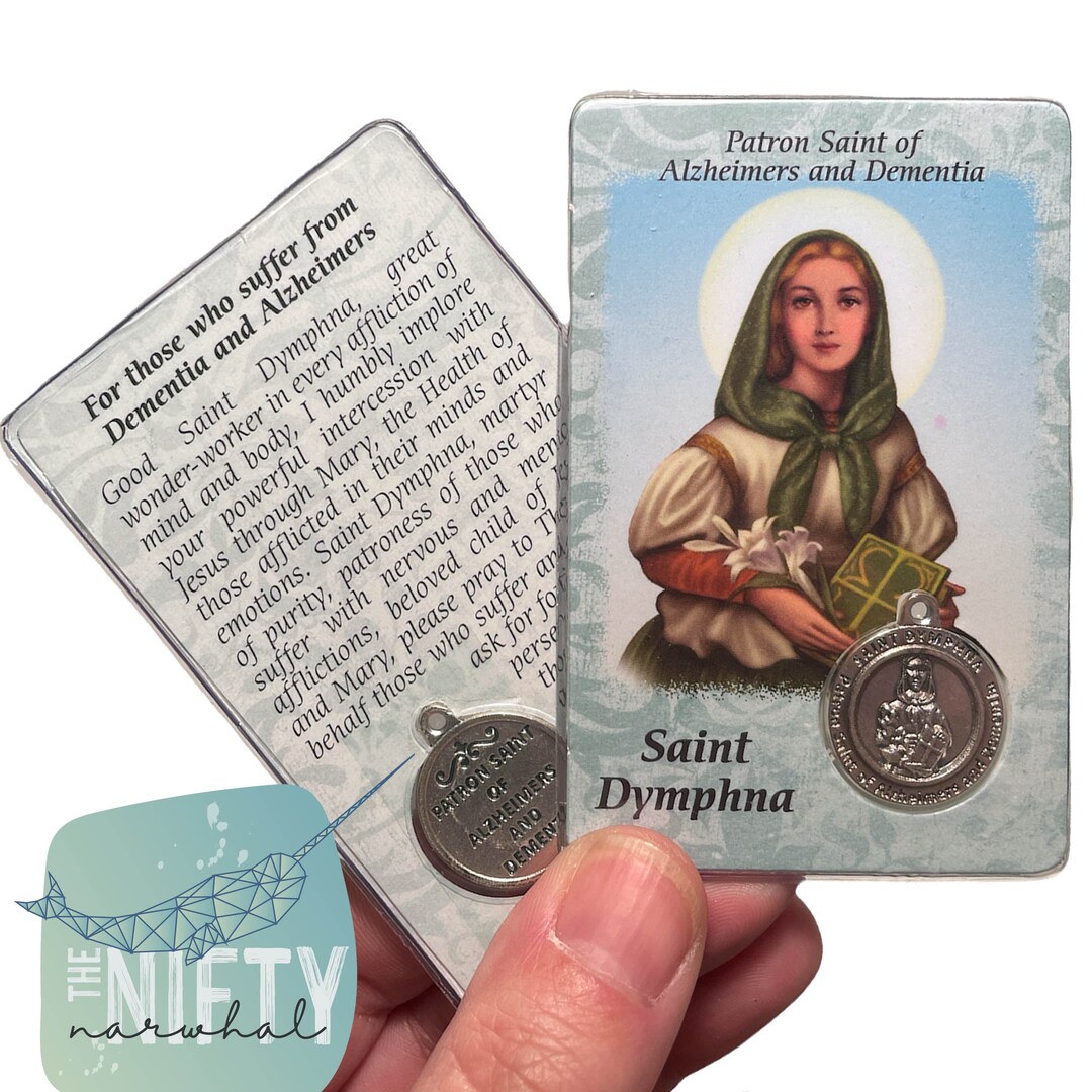 Saint Dymphna Prayer Card With Small Medal, Patron Saint of Alzheimers and Dementia, Catholic ...