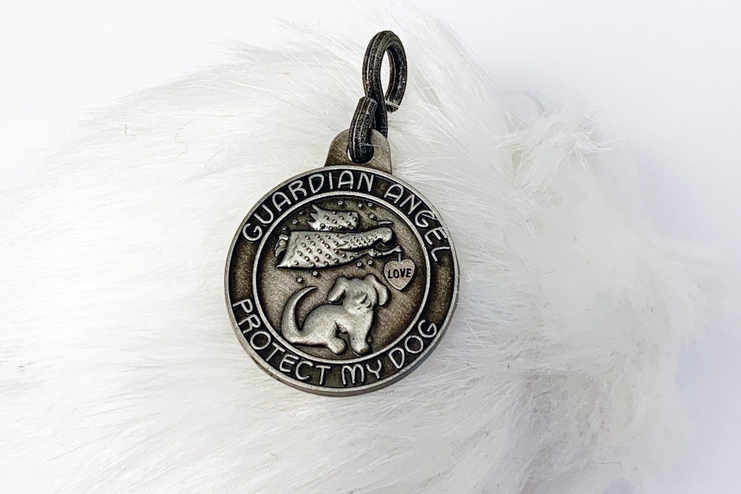 Guardian Angel Pet Tag With a Prayer Card, Catholic Pet Tags, Protect ...