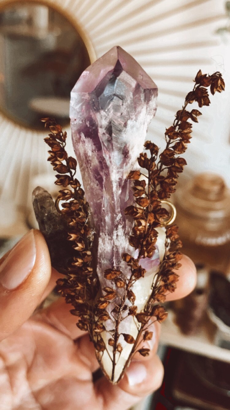Natural Crystal Wand // Handmade Magic Garden Pendant // Healing ...