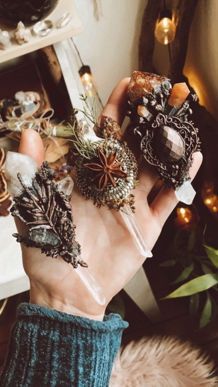 Natural Crystal Wand // Handmade Magic Garden Pendant // Healing ...