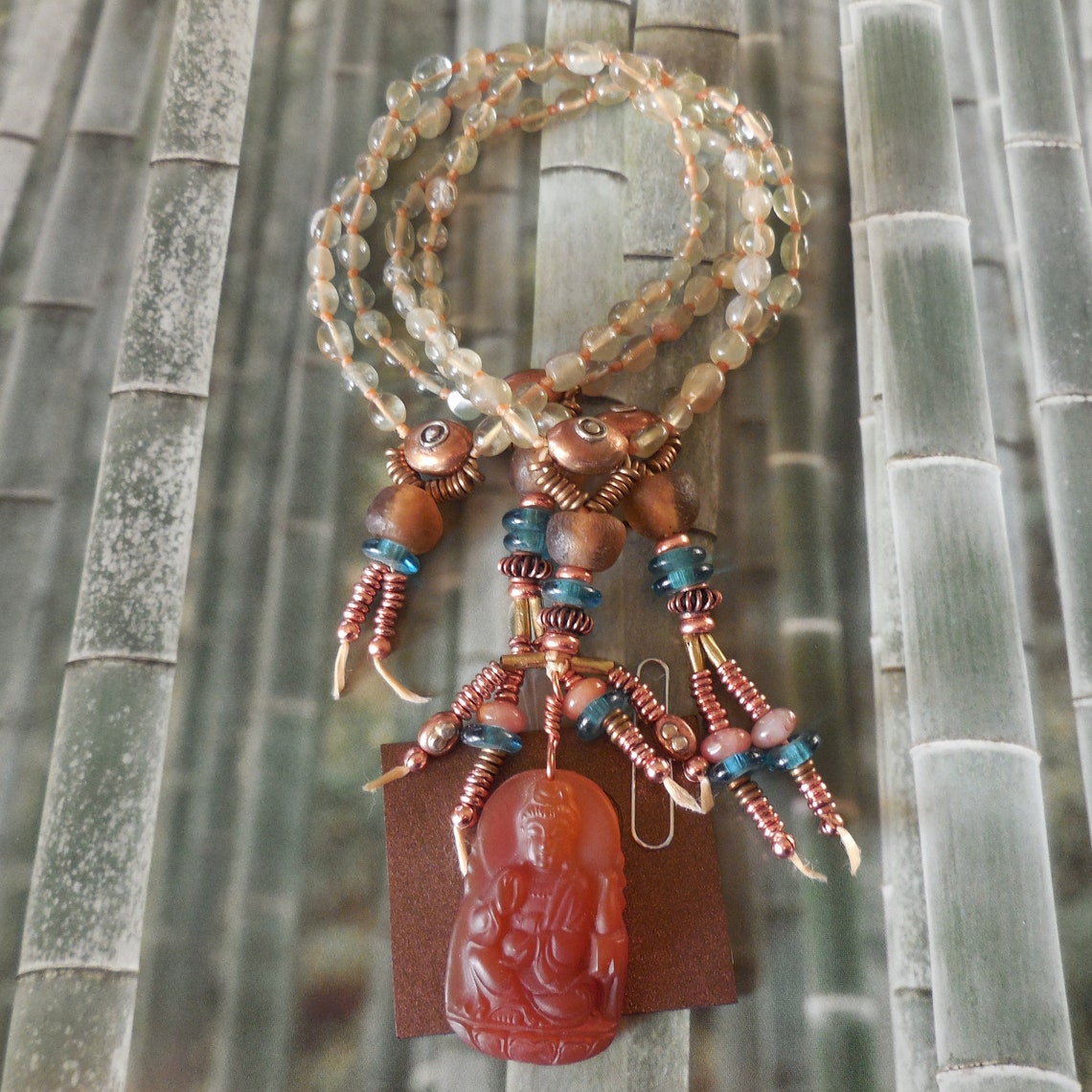 108 FLOURITE Mala Zi Pao Jade KWAN Yin Tassel Inspired COPROLITE ...