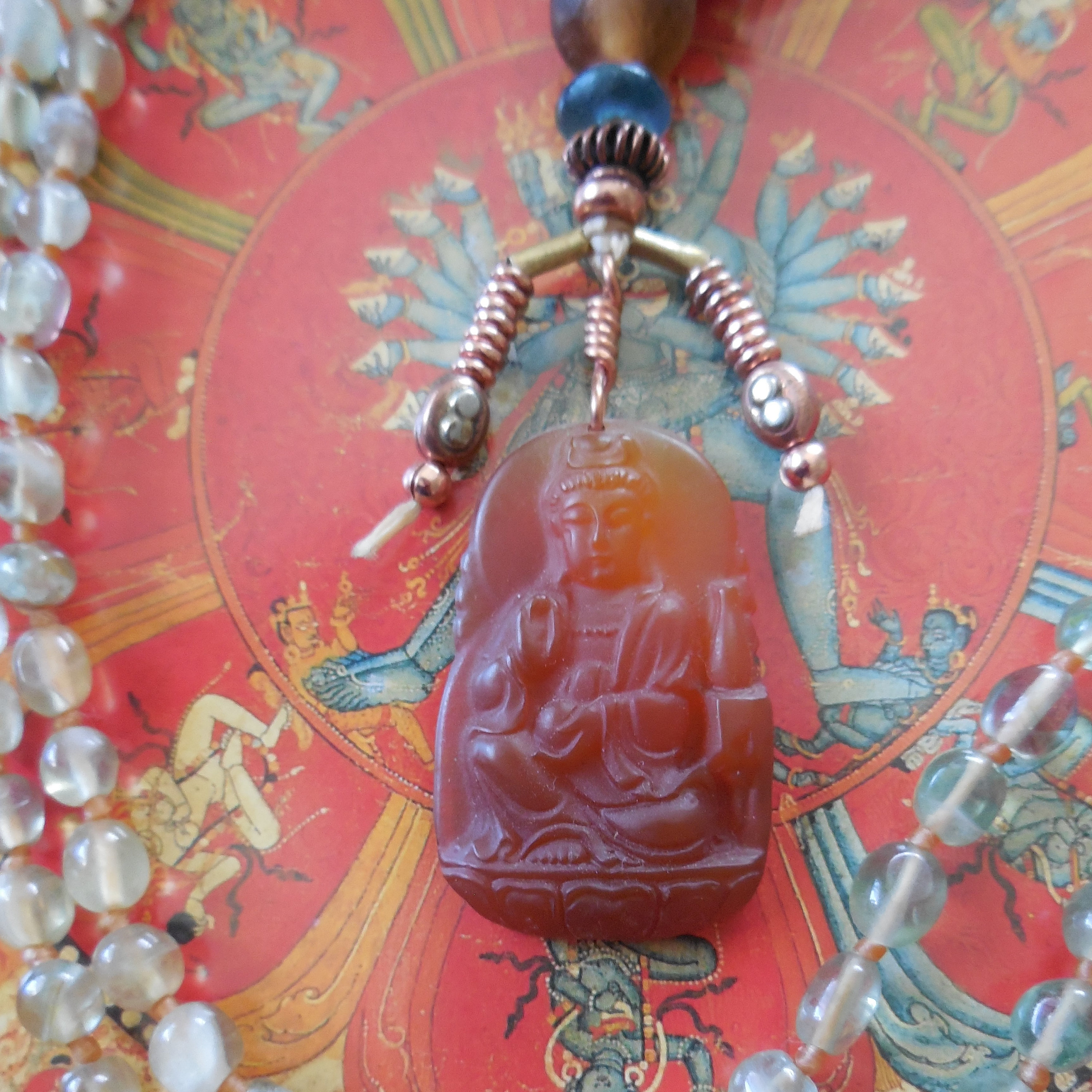 108 FLOURITE Mala Zi Pao Jade KWAN Yin Tassel Inspired COPROLITE ...