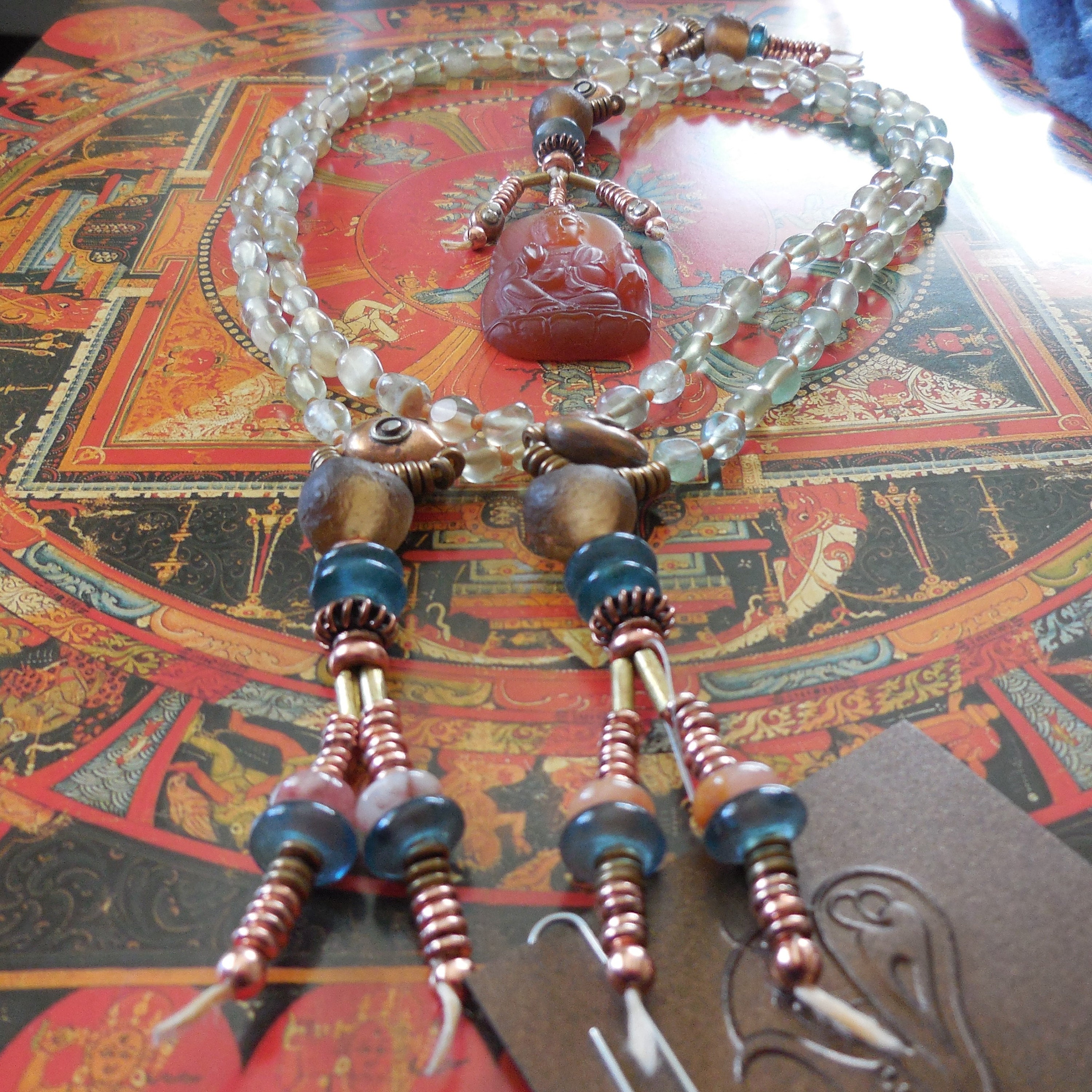 108 FLOURITE Mala Zi Pao Jade KWAN Yin Tassel Inspired COPROLITE ...